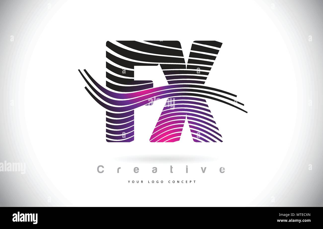 FX F X Zebra Texture Letter Logo Design With Creative Lines and Swosh ...