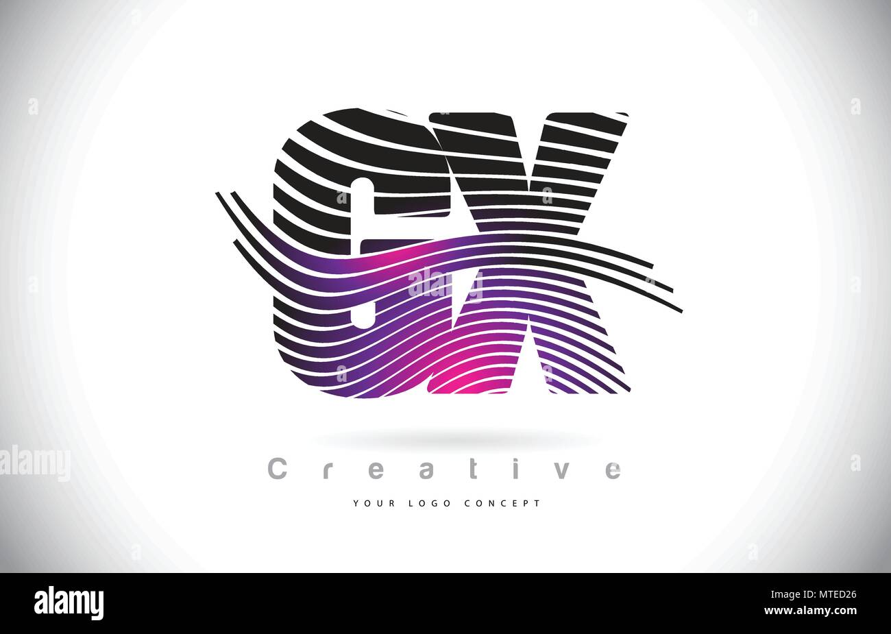 GX G X Zebra Texture Letter Logo Design With Creative Lines and Swosh ...