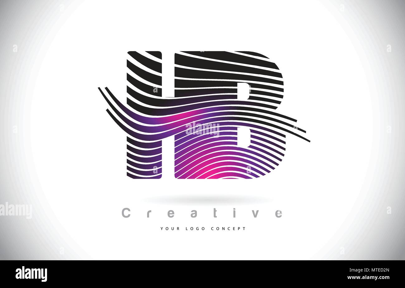 HB H B Zebra Texture Letter Logo Design With Creative Lines and Swosh ...