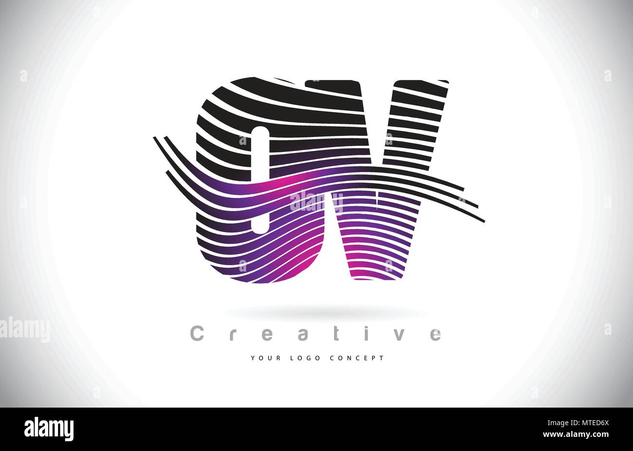 OV O V Zebra Texture Letter Logo Design With Creative Lines and Swosh ...