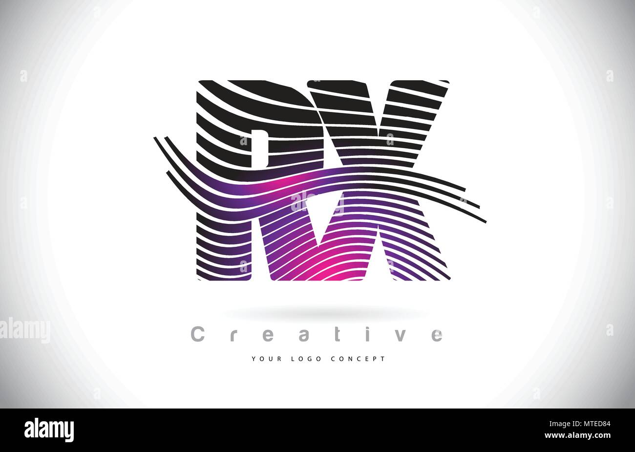RX R X Zebra Texture Letter Logo Design With Creative Lines and Swosh ...