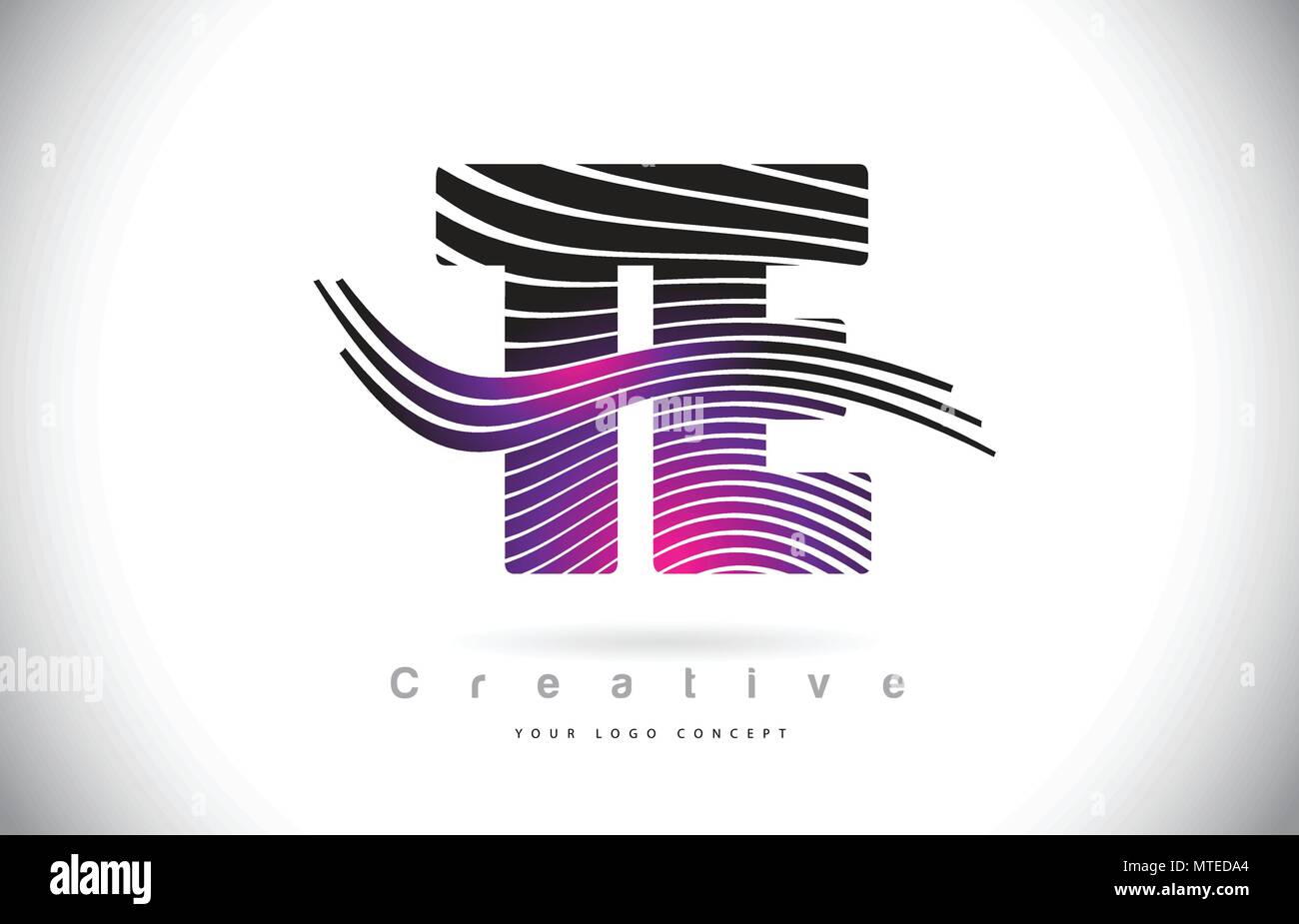 TE T E Zebra Texture Letter Logo Design With Creative Lines and Swosh ...