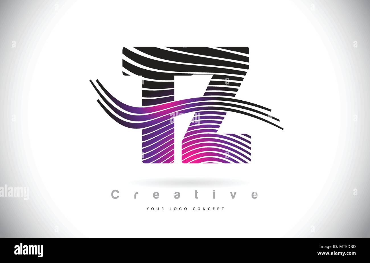 TZ T Z Zebra Texture Letter Logo Design With Creative Lines and Swosh ...