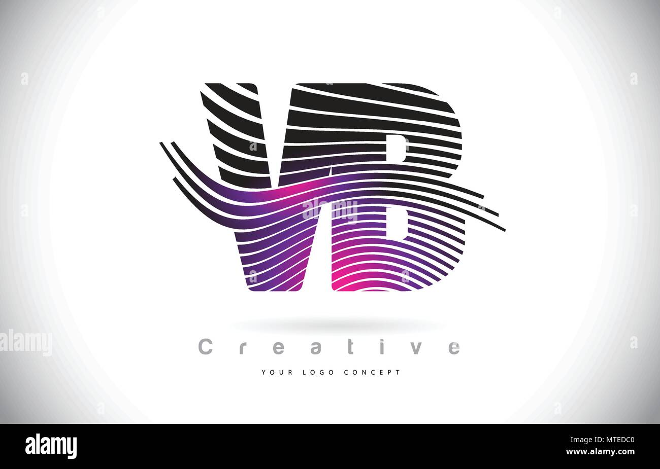 VB V B Zebra Texture Letter Logo Design With Creative Lines and Swosh ...