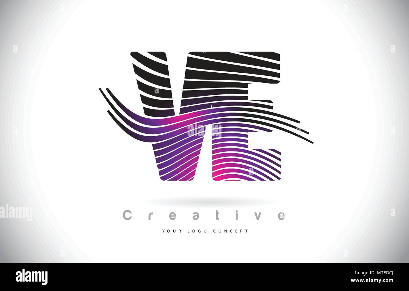 VE V E Zebra Texture Letter Logo Design With Creative Lines and Swosh ...