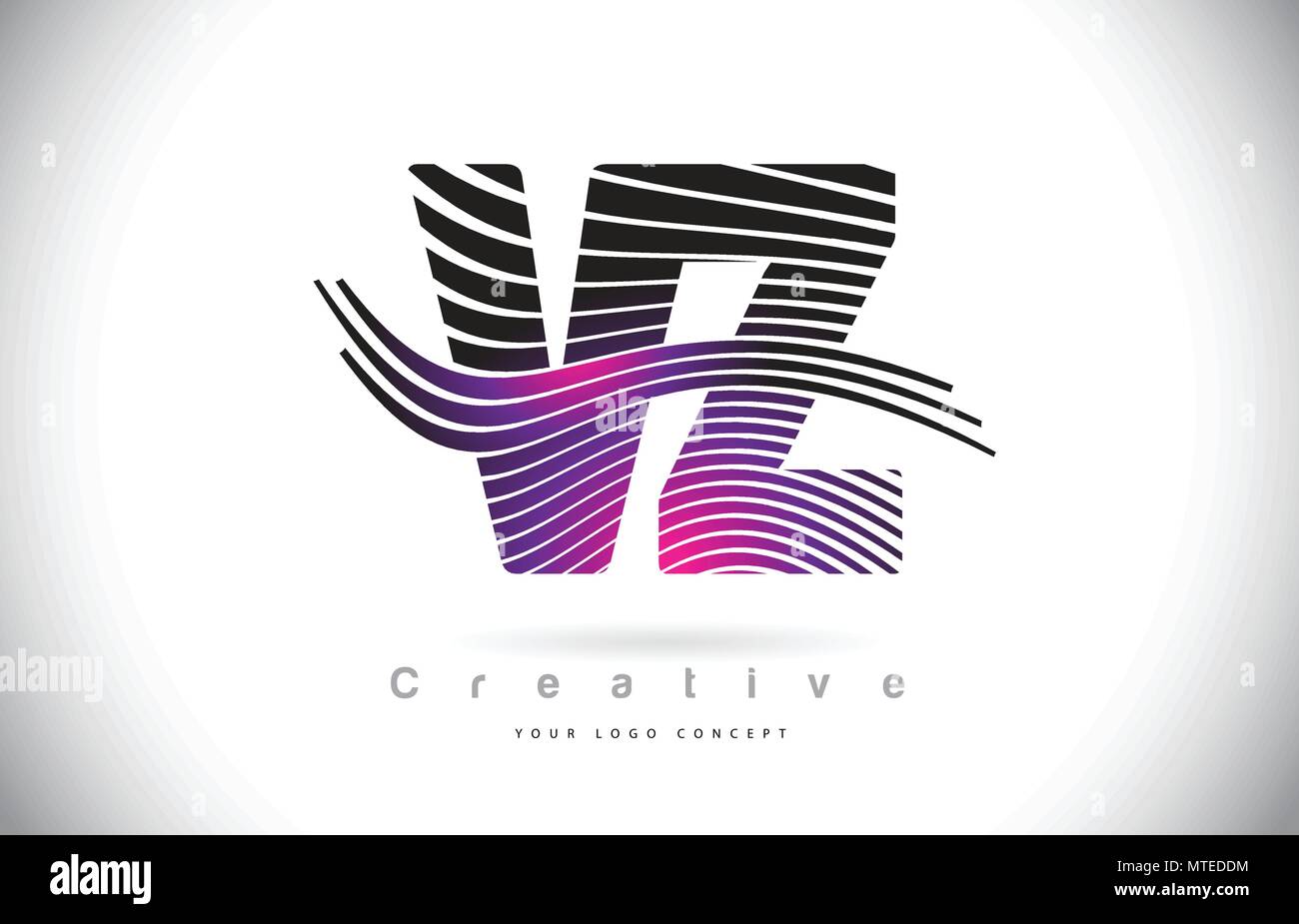 VZ V Z Zebra Texture Letter Logo Design With Creative Lines and Swosh ...