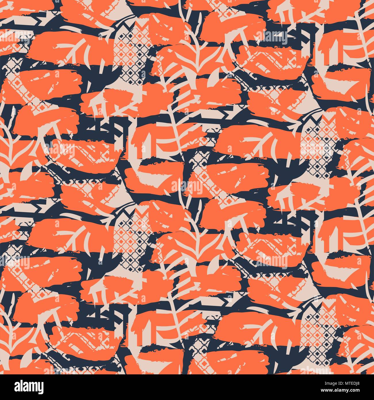 Brush bold texture overlay effect seamless blue and red pattern Stock ...