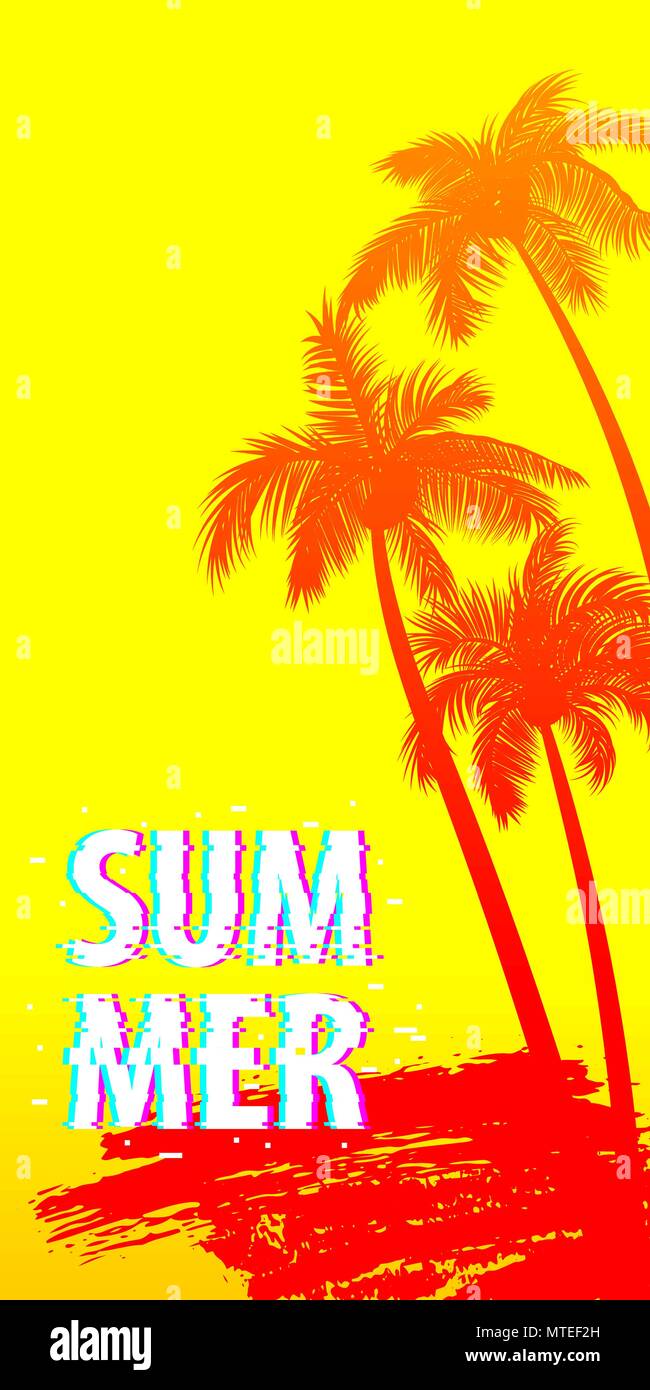 Summer time palm tree banner poster Stock Vector Image & Art - Alamy