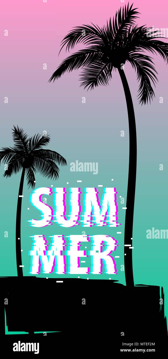 Summer time palm tree banner poster Stock Vector Image & Art - Alamy