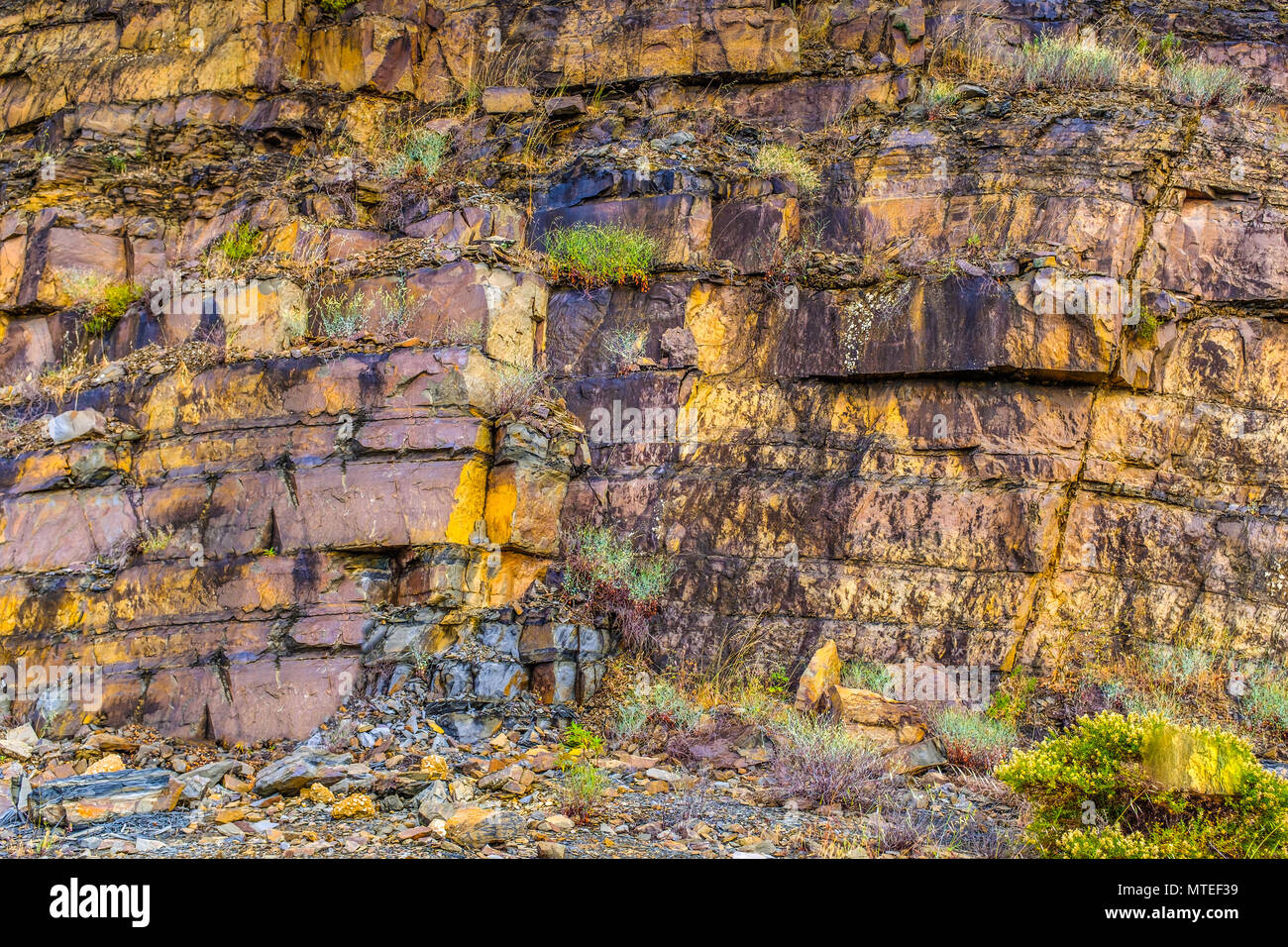 Natural colourful rockface background in Andalucia, Spain. The rock is ...