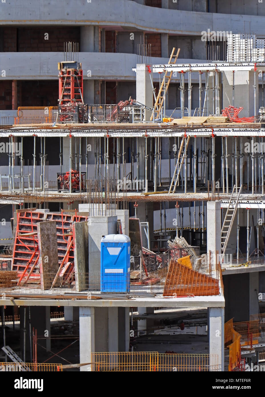 Detail of modern large building construction site with scaffolds Stock ...