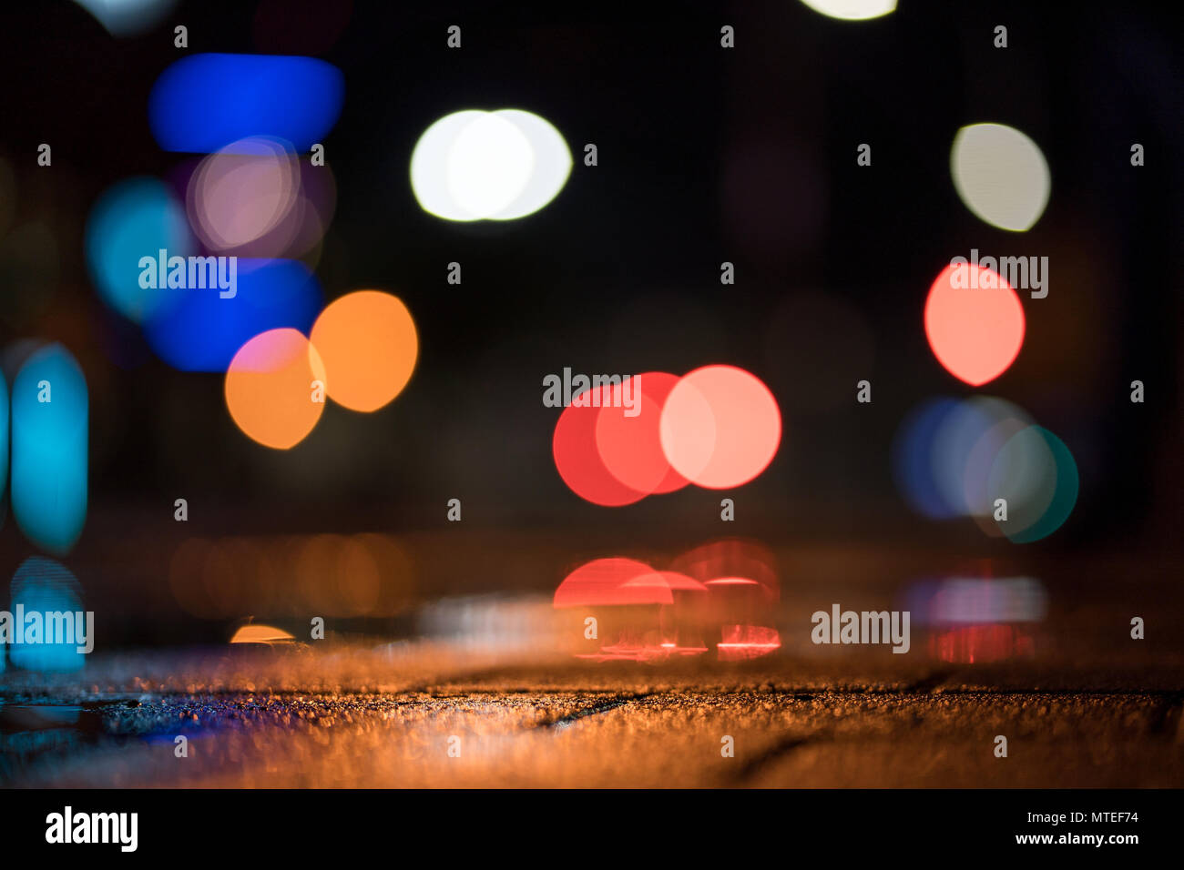Light bokeh dots in the night after rain Stock Photo - Alamy