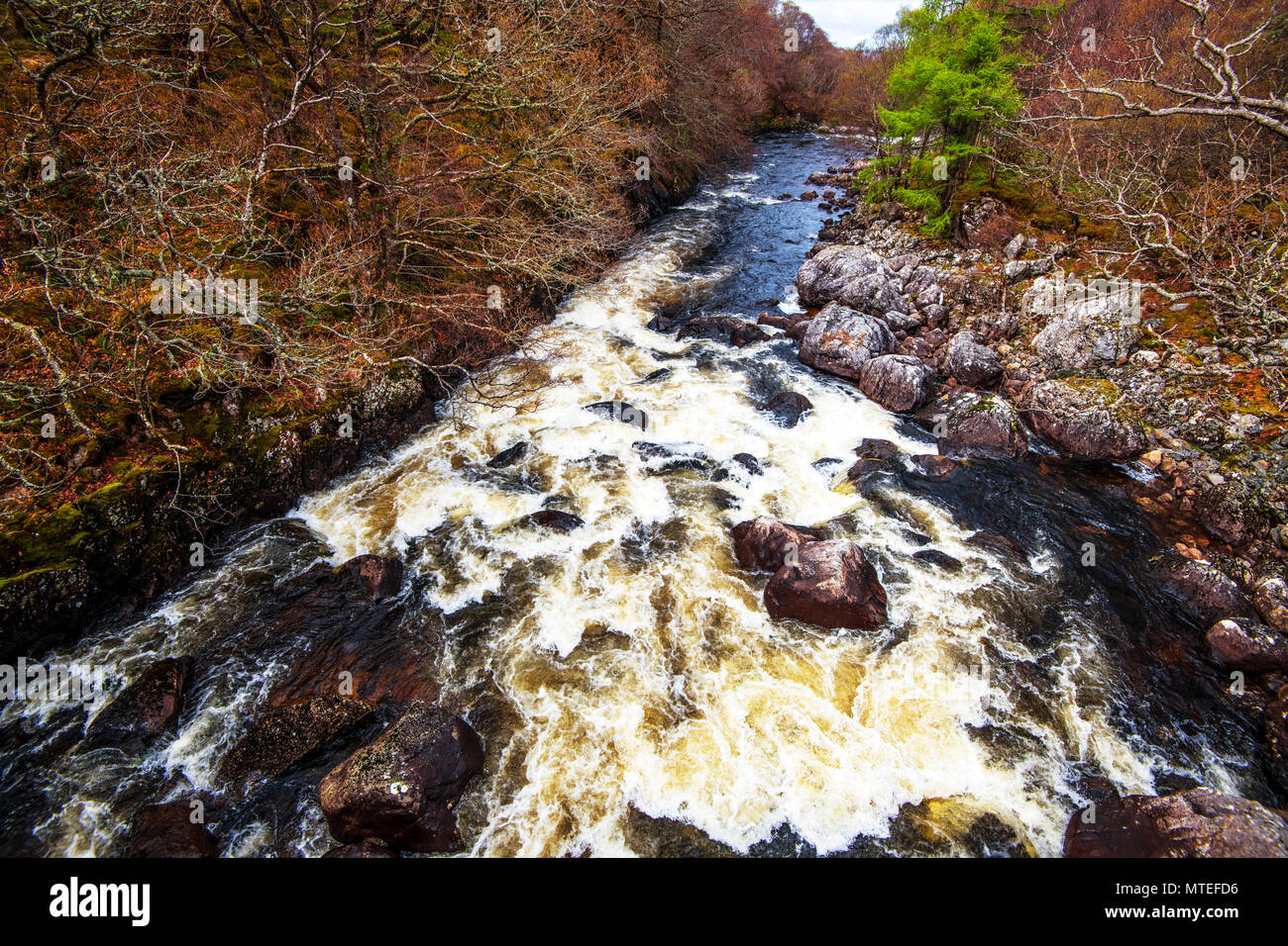 Panoramic poster showing a beautiful Scottish River in full flow ...