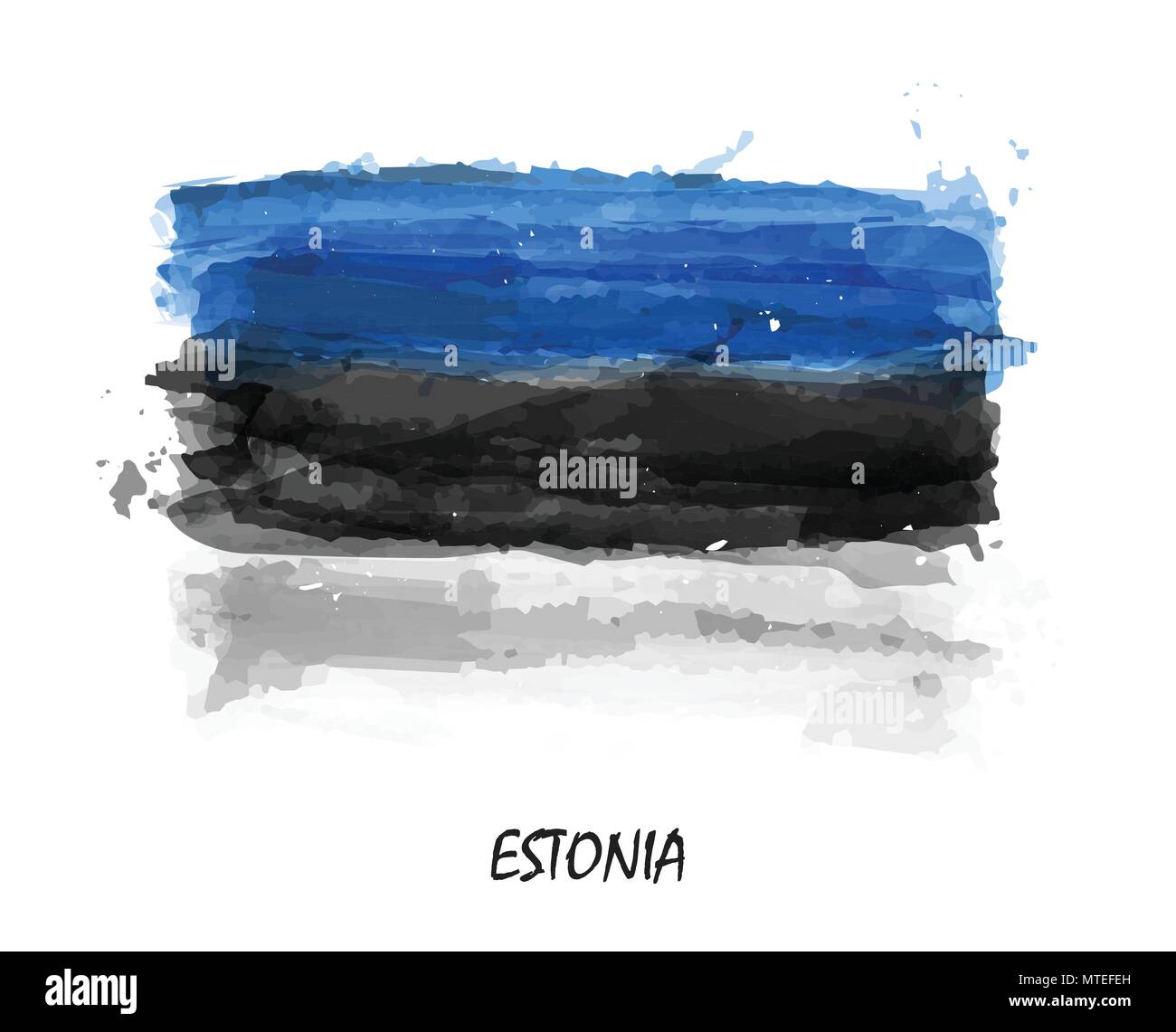Realistic watercolor painting flag of Estonia . Vector Stock Vector ...