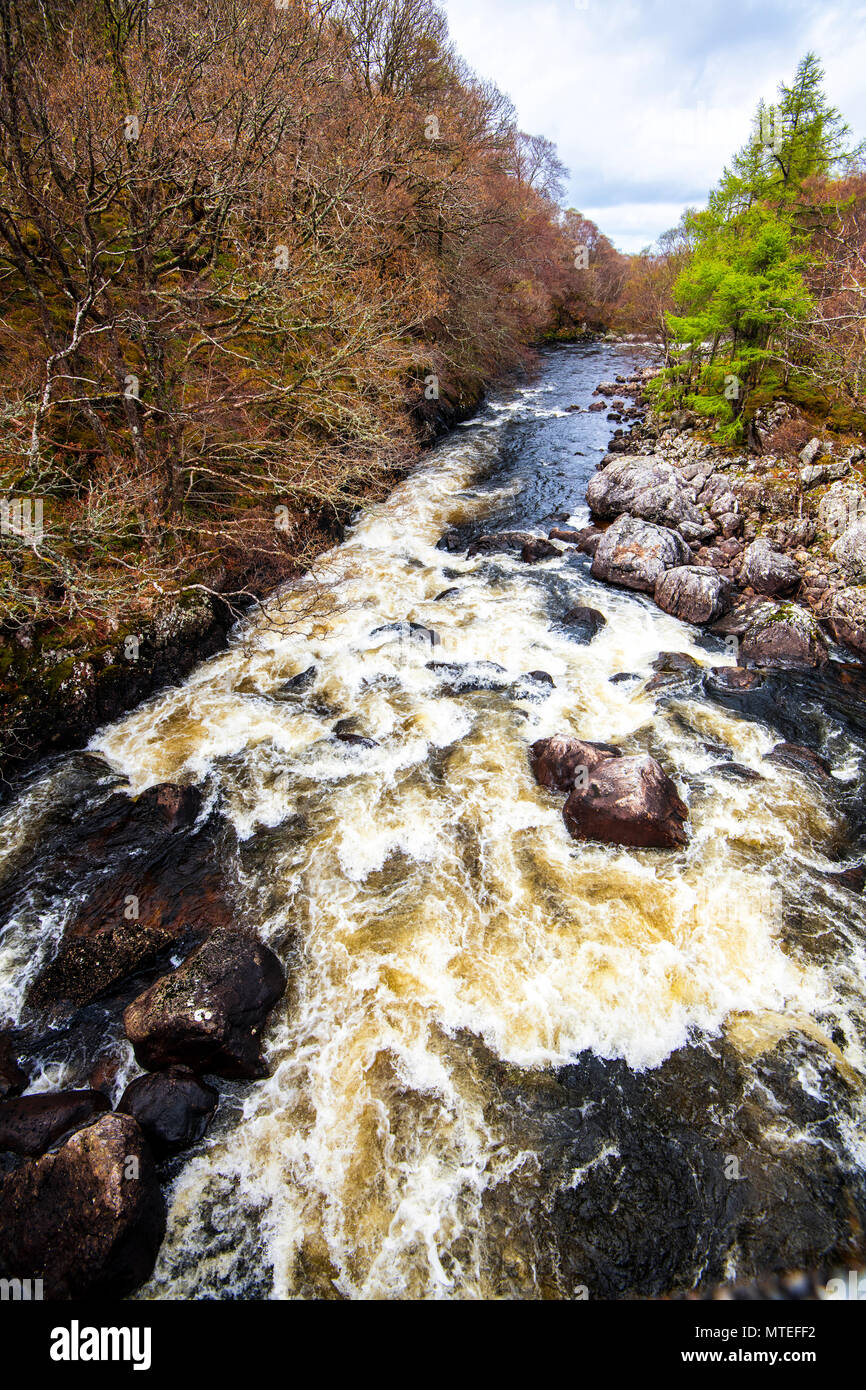 Panoramic poster showing a beautiful Scottish River in full flow ...