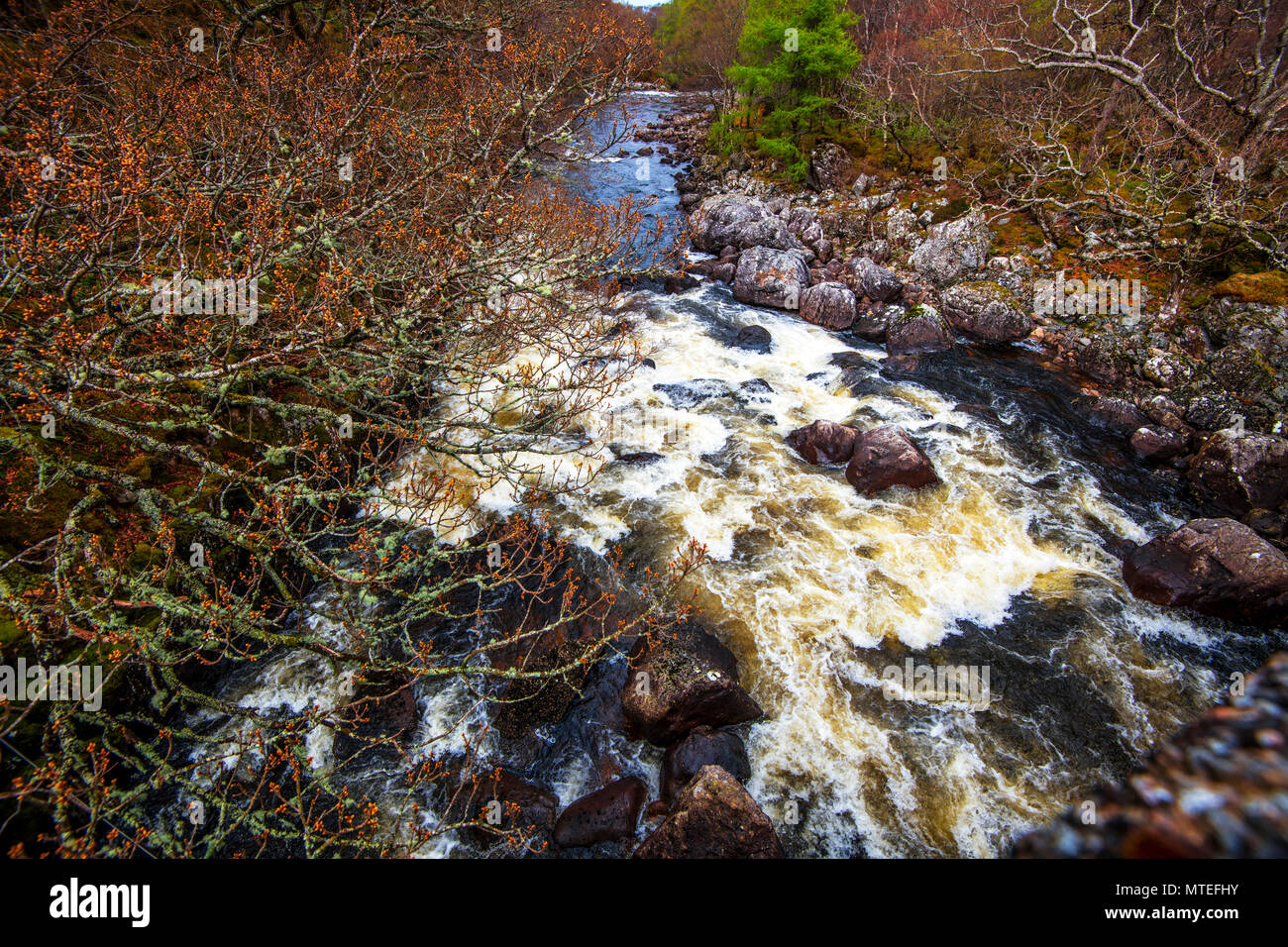 Panoramic poster showing a beautiful Scottish River in full flow ...