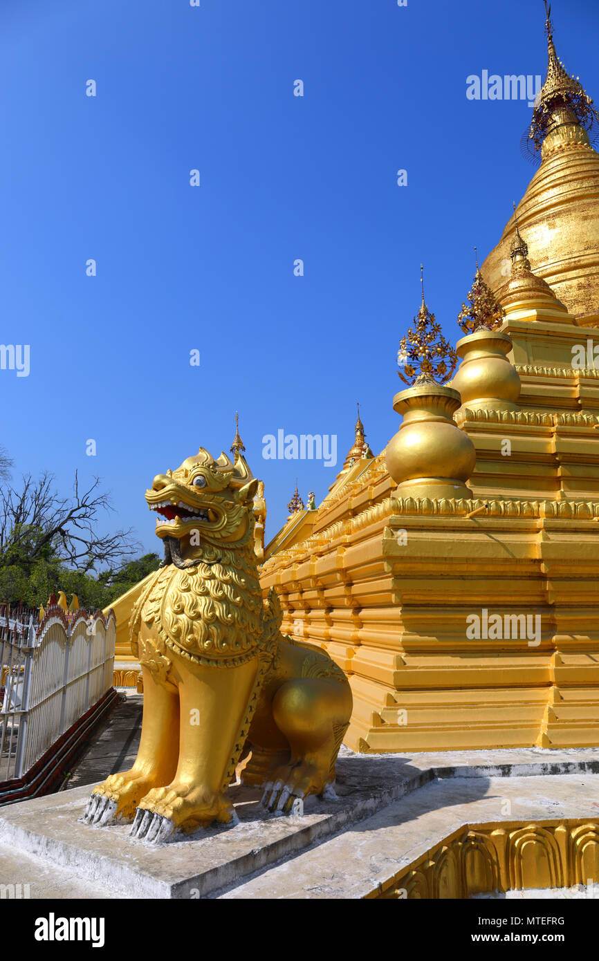 The main golden pagoda in Kuthodaw temple at Mandalay city, Myanmar ...