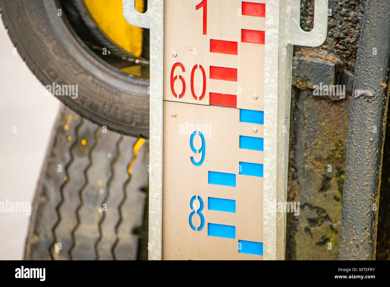Water level mark in a port Stock Photo - Alamy