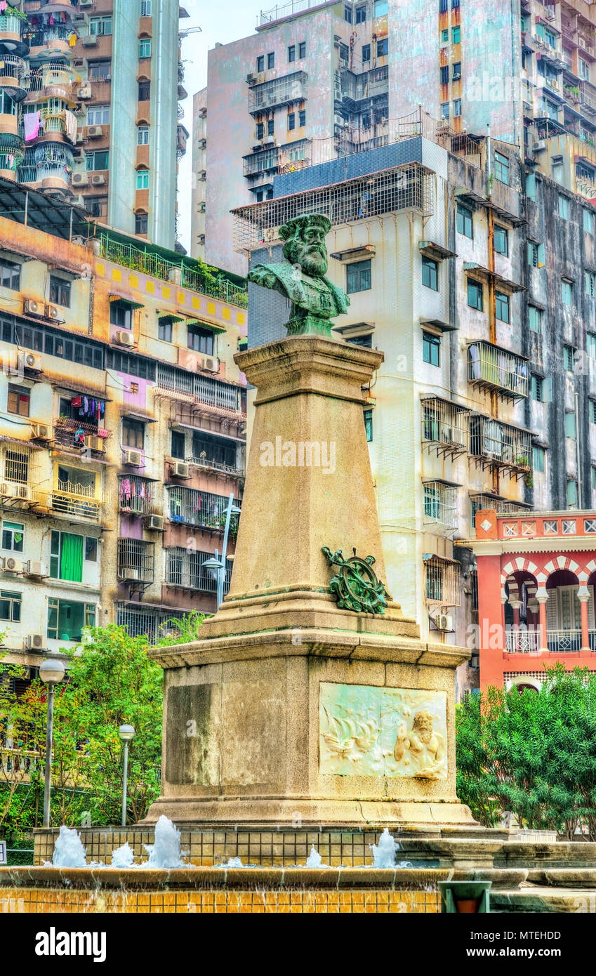 Statue of Vasco da Gama in Macau, China Stock Photo - Alamy