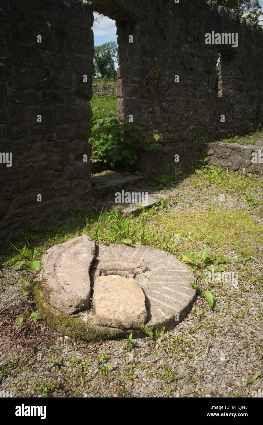 Broken millstone at the Watermill at Thoor Ballyley, Yeats Centre Stock ...