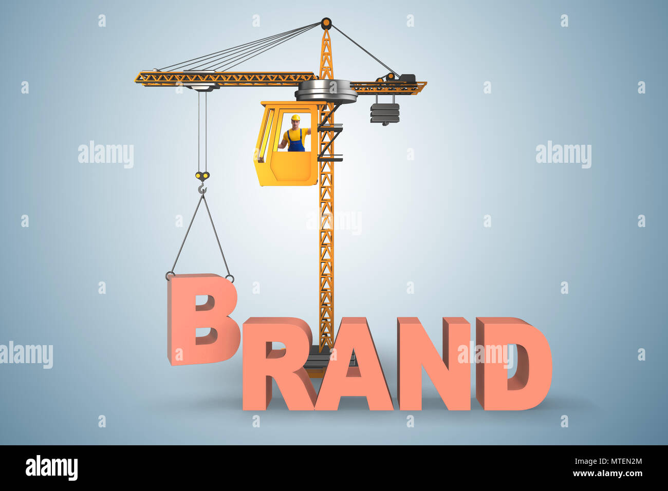 Crane lifting brand letters on commercial concept Stock Photo - Alamy