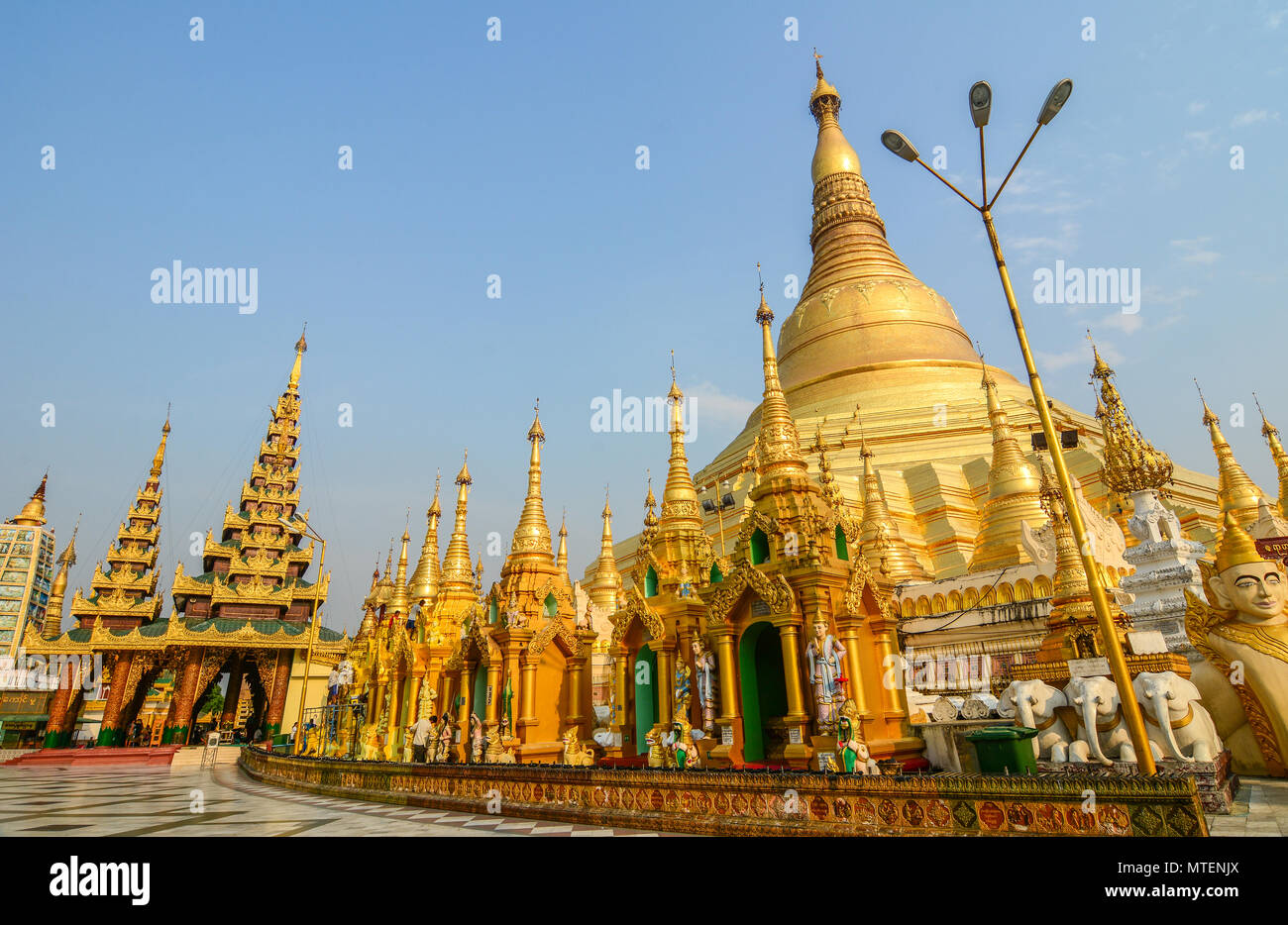 Yangon, Myanmar - Feb 26, 2016. View of Shwedagon Pagoda in Yangon ...