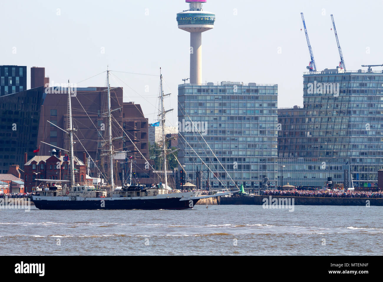 The Tall ship Lord Nelson on the River Mersey during the Three ...