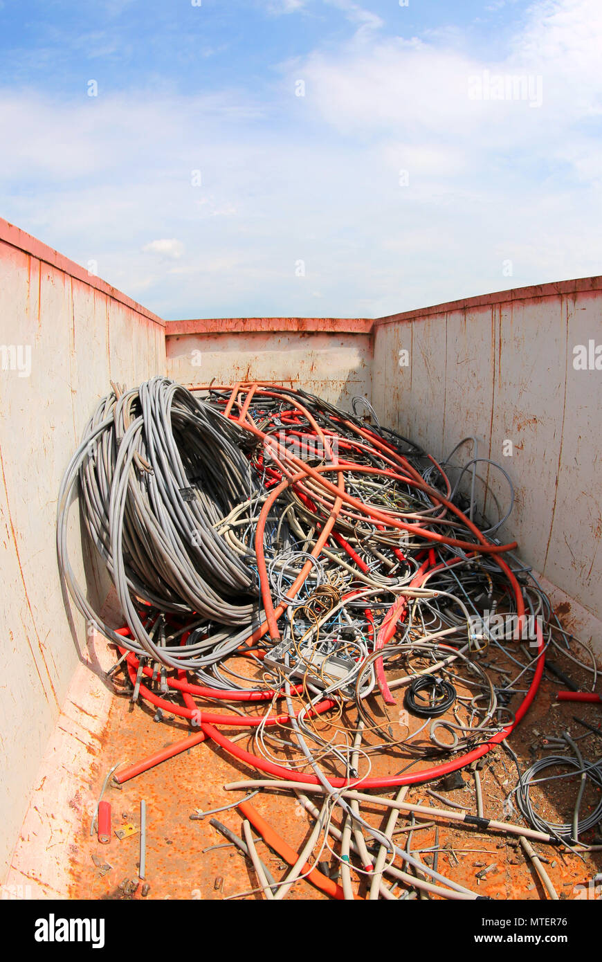 Wide container with the electric cables Stock Photo - Alamy
