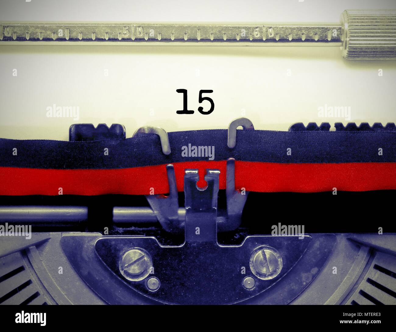 15 Number text written by an old typewriter on white sheet Stock Photo ...