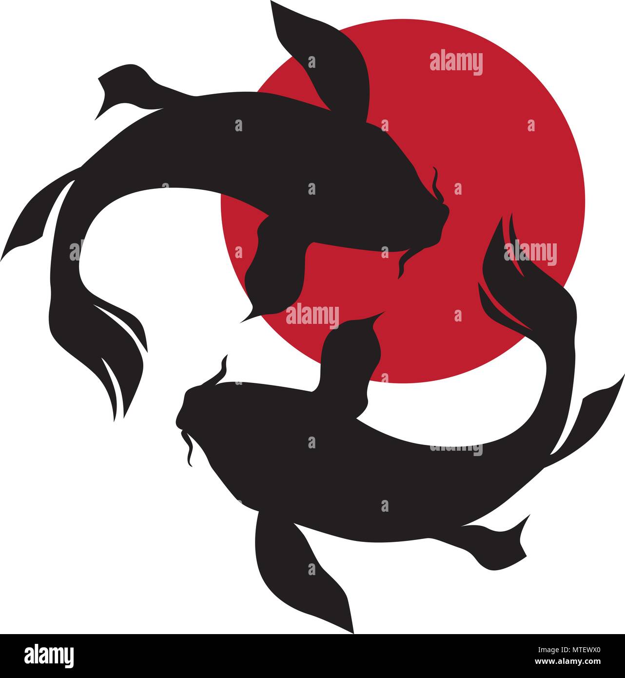 Koi Fishes And Red Sun Logo. Luck, prosperity and good fortune Stock ...