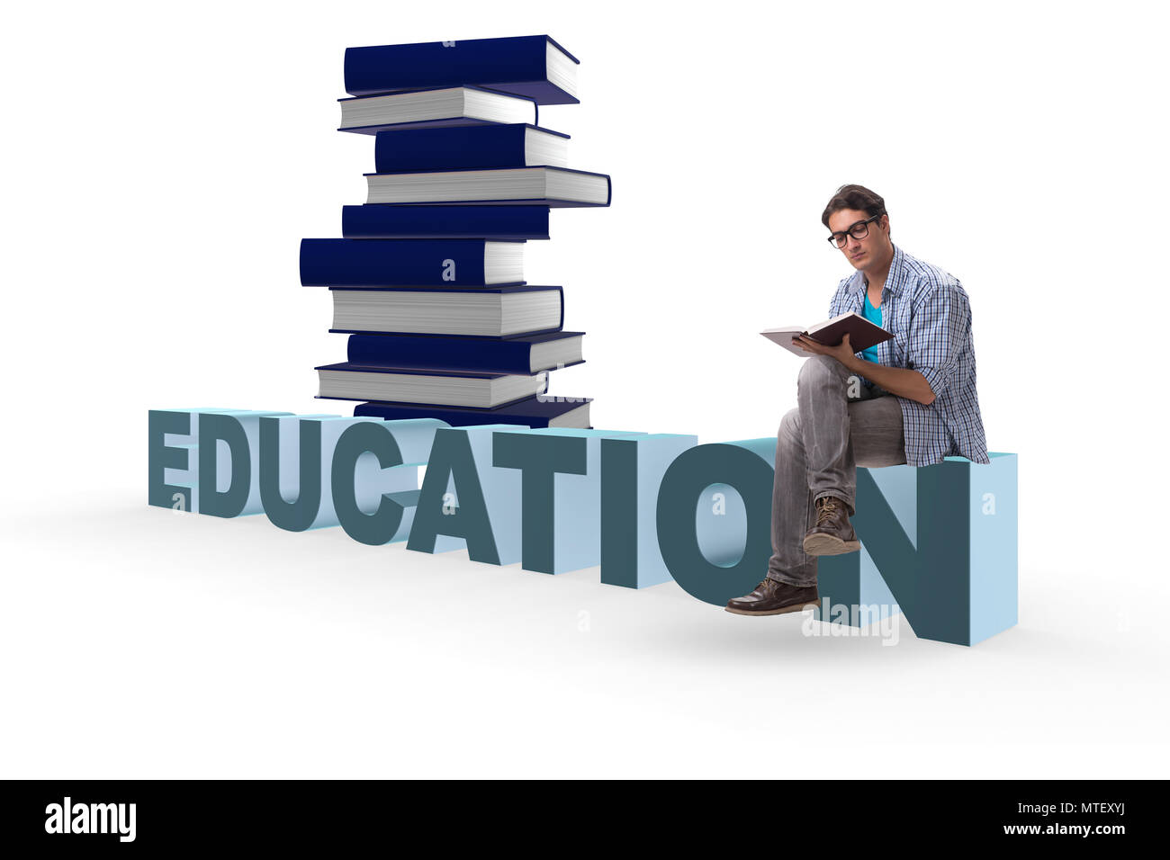 Young male student in education concept isolated on white Stock Photo ...