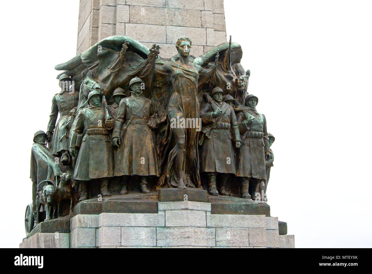 Bronze statue of soldiers and angel, Infantry memorial to soldiers of ...
