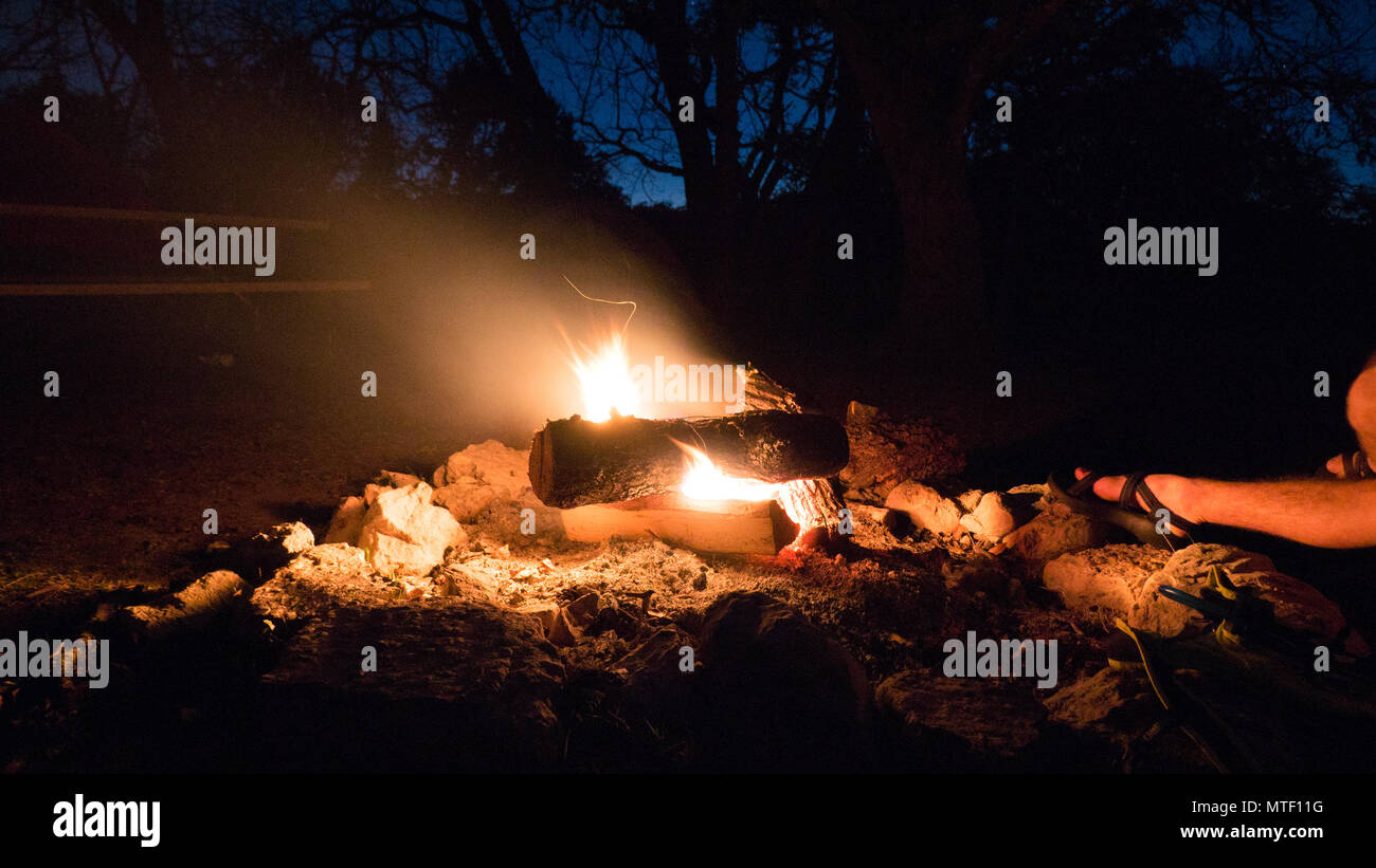 Fire burning at night Stock Photo - Alamy