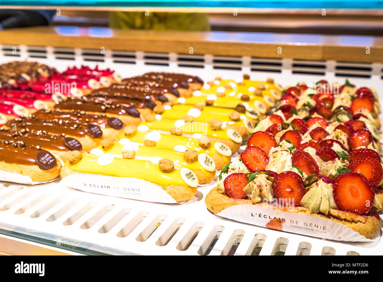 Beautiful colourful and delicious French eclairs in Paris from the ...