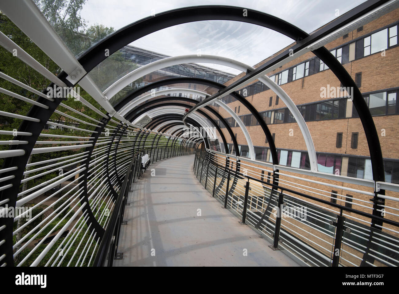 Bridge from tram station to Queens Medical Centre, Nottingham England ...