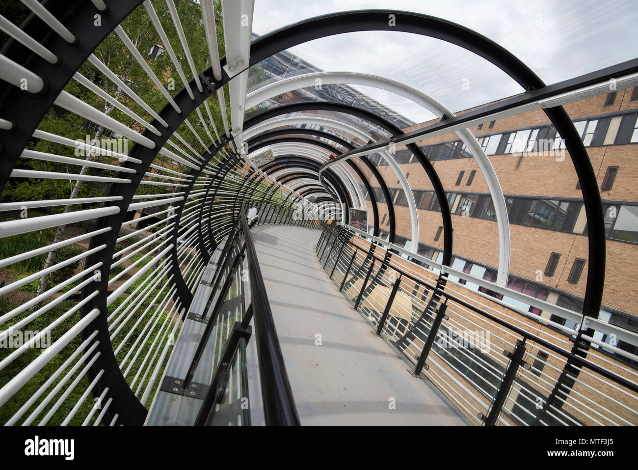Bridge from tram station to Queens Medical Centre, Nottingham England ...