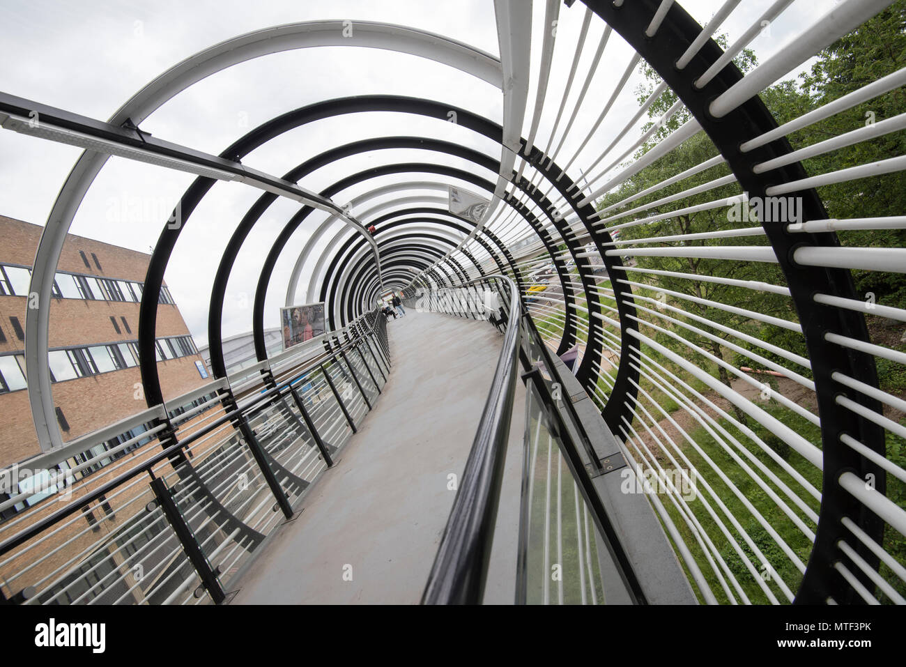 Bridge from tram station to Queens Medical Centre, Nottingham England ...
