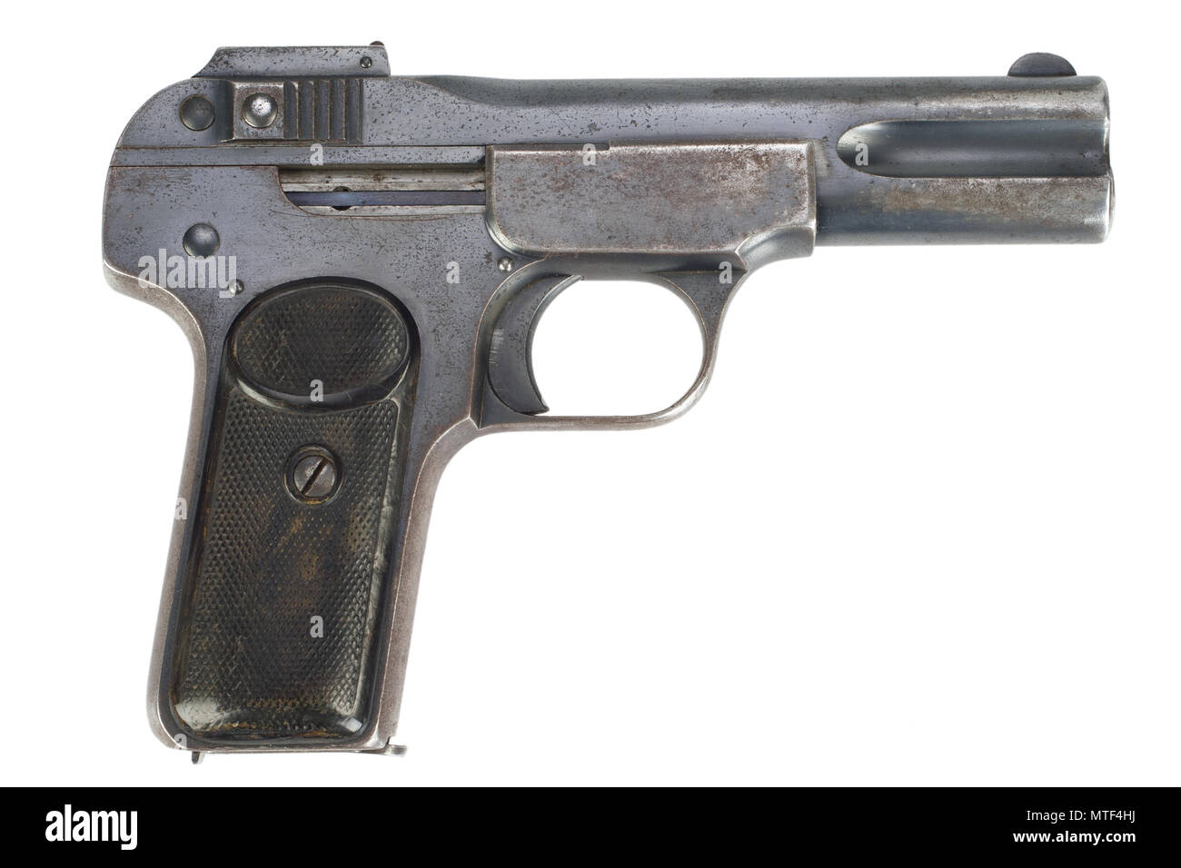 Old rusty handgun early 20th century isolated on white Stock Photo - Alamy