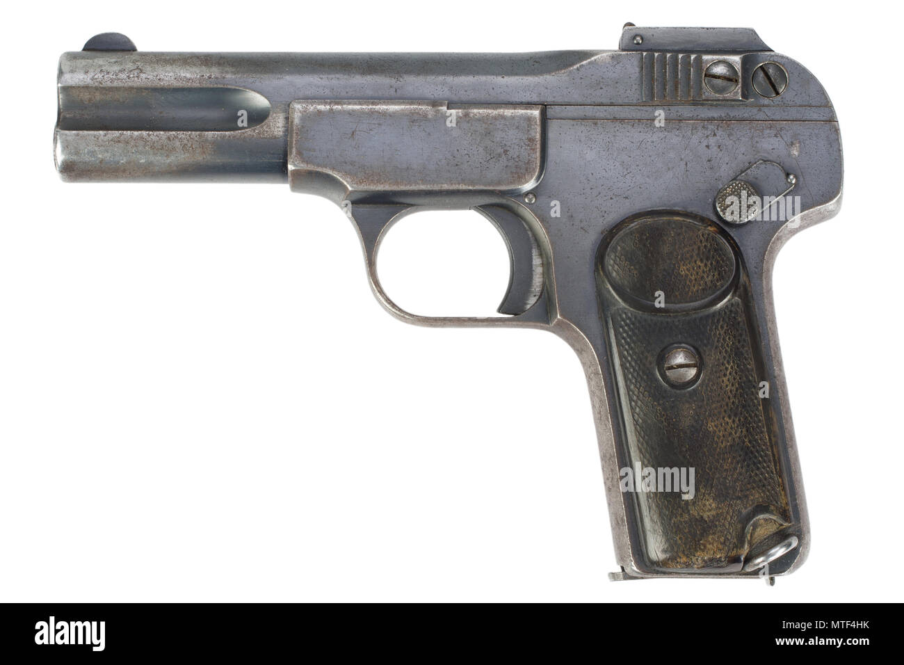 Old rusty handgun early 20th century isolated on white Stock Photo - Alamy