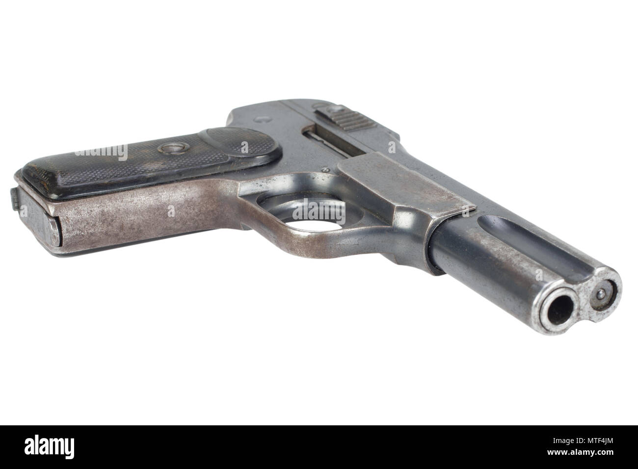 Old rusty handgun early 20th century isolated on white Stock Photo - Alamy