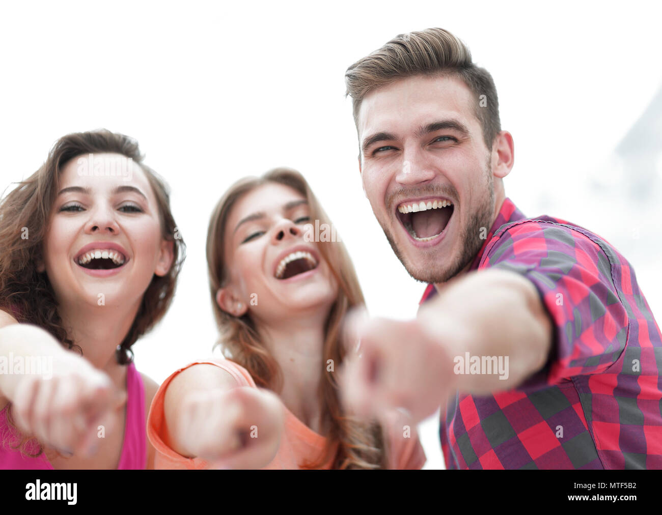 closeup of three young people showing hands forward Stock Photo - Alamy