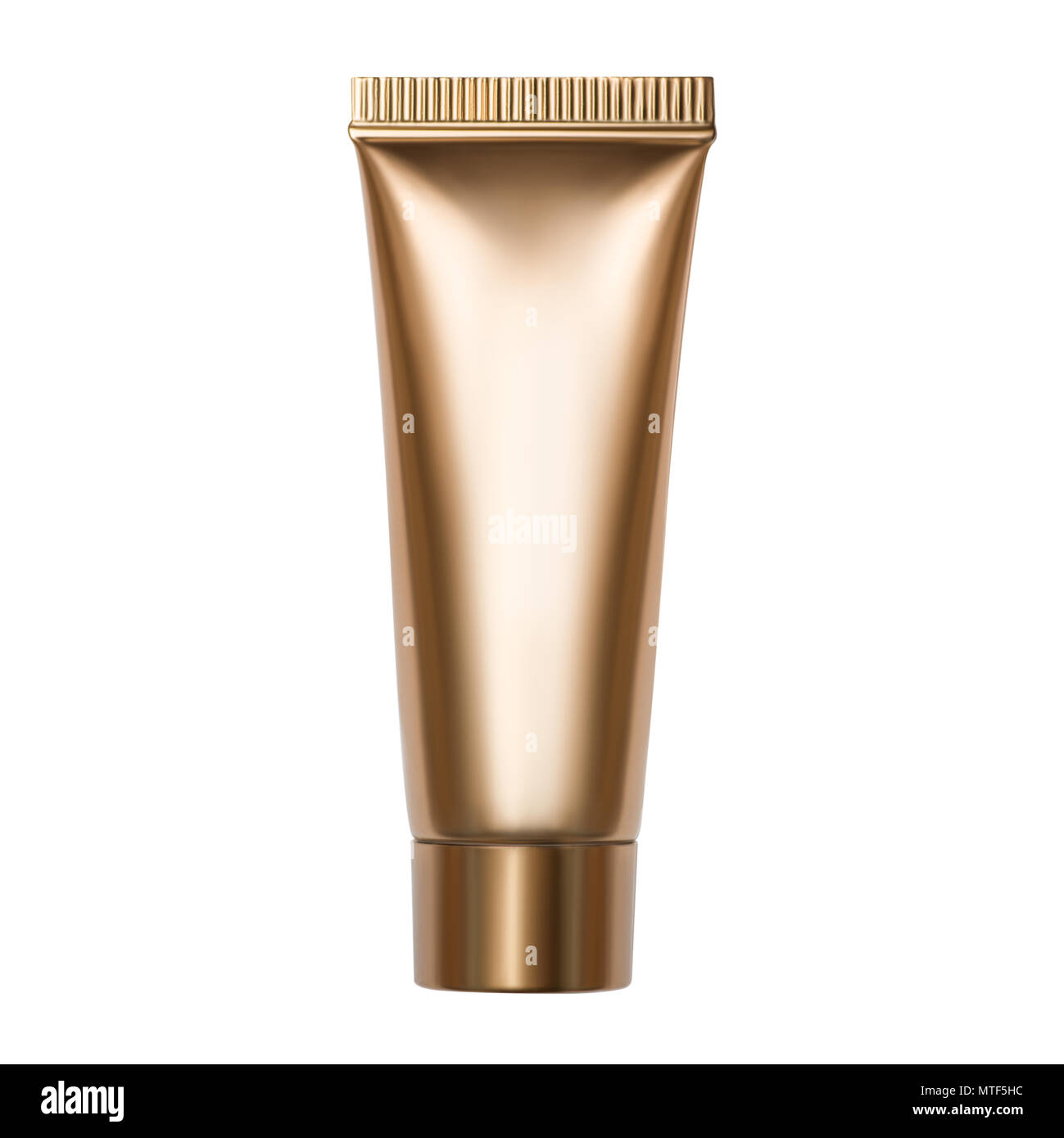 Photo of golden tube with cosmetic product isolated on white background ...
