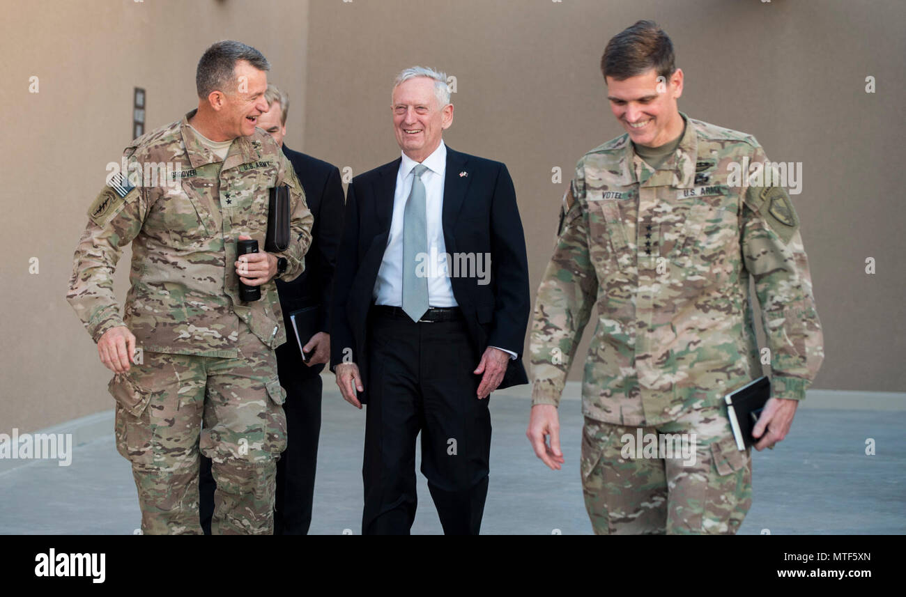 Secretary of Defense Jim Mattis meets with U.S. Army Gen. Joseph Votel ...