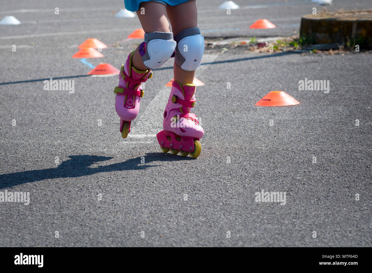 Child Riding Roller Skate Stock Photo - Alamy