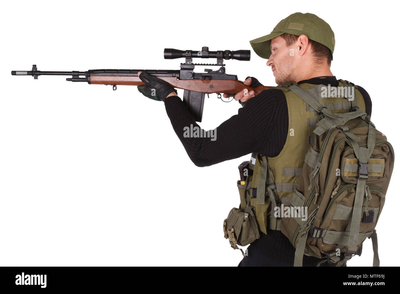 Private military contractor - mercenary with m14 sniper rifle isolated ...