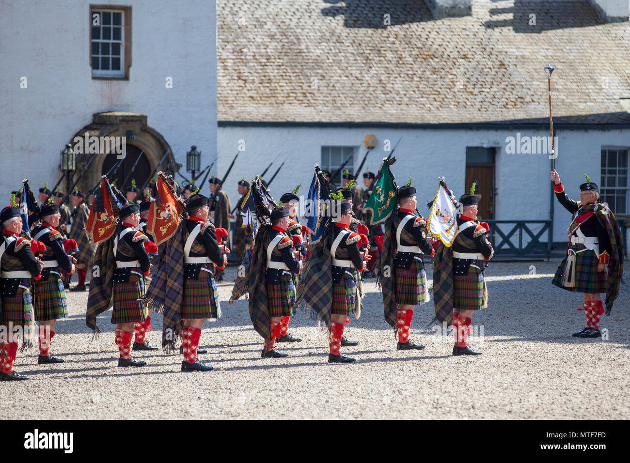 The Atholl Highlanders on parade at Blair Castle in Perthshire ...