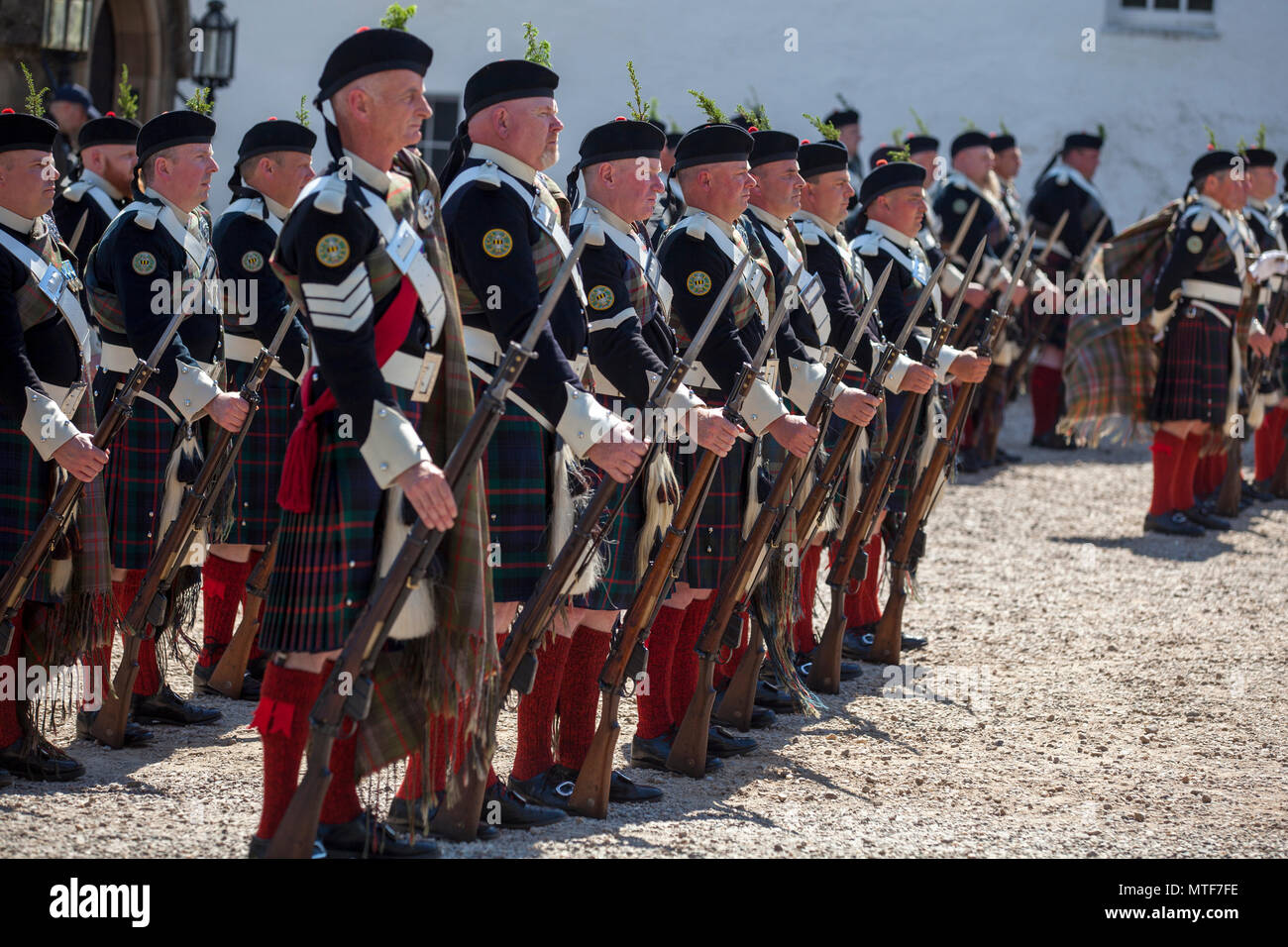 The Atholl Highlanders on parade at Blair Castle in Perthshire ...