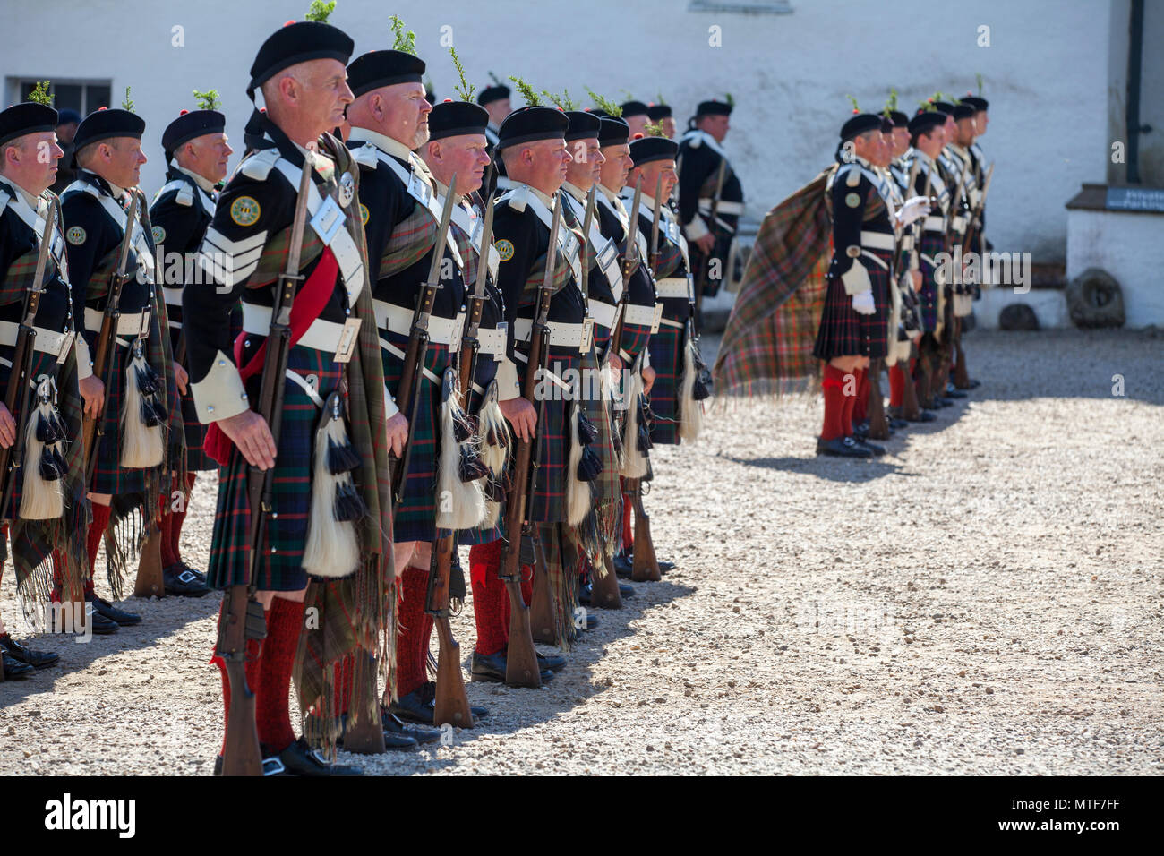 The Atholl Highlanders on parade at Blair Castle in Perthshire ...