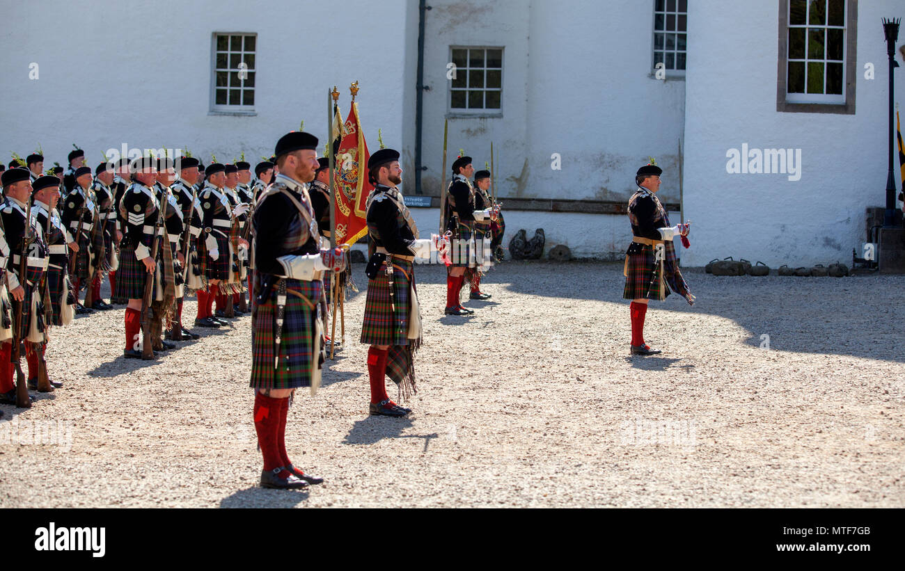 The Atholl Highlanders on parade at Blair Castle in Perthshire ...