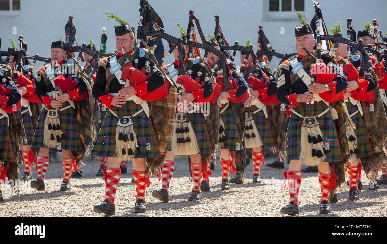 The Atholl Highlanders on parade at Blair Castle in Perthshire ...